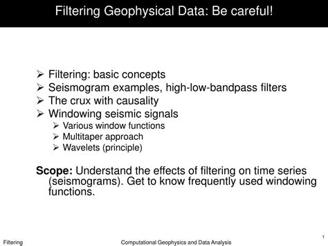Ppt Filtering Geophysical Data Be Careful Powerpoint Presentation