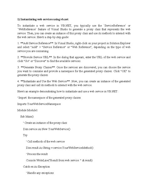 Vbnet Invoking Web Services Instantiating Web Services Using Vb To Instantiate A Web