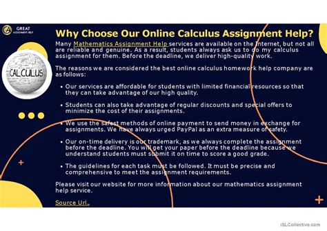 Best Calculus Assignment Help Academ… English Esl Powerpoints