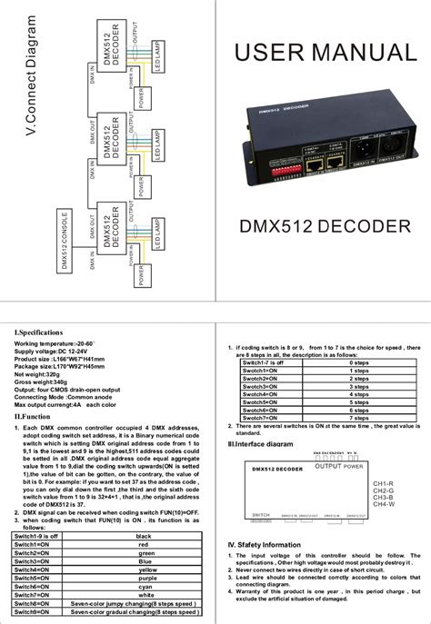 DMX512 4CH 4 CH Common Anode RGBW Controller WS DMX NET K 4CH