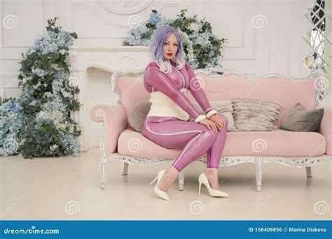 Sensual Woman In Latex Costume In The Studio Hot Plus Size Fetish