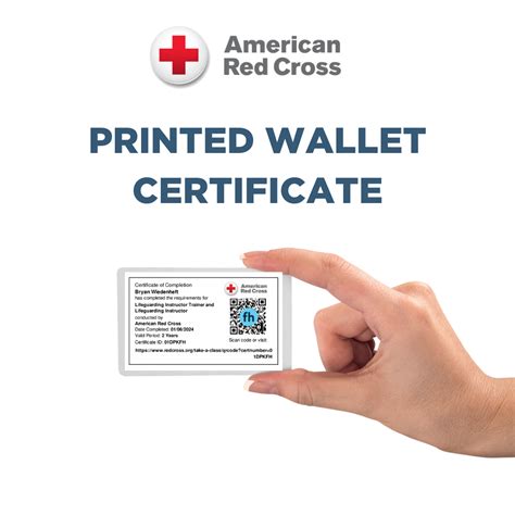 Printed American Red Cross Wallet Certificate Certification Card