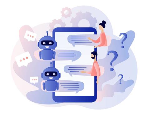 Chatbot Concept Ai Robot Assistant Online Customer Support Tiny People Chatting With Chatbot