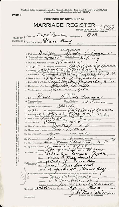Nova Scotia Archives Nova Scotia Births Marriages And Deaths