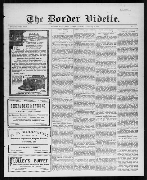 The Border Vidette 1917 01 13 Arizona Memory Project