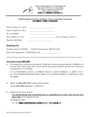 Fillable Online ANDROLOGY ORDER FORM TESTS PERFORMED BY Fax Email Print PdfFiller
