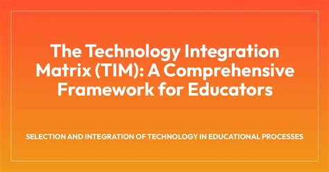 The Technology Integration Matrix Tim A Comprehensive Framework For Educators • Teachers