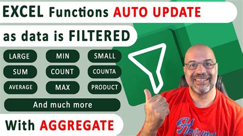 Excel Functions Auto Update As Data Is Filtered Aggregate Youtube