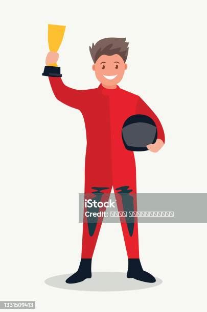 골드컵 경주에서 우승했습니다 헬멧을 손에 들고 있는 남자와 제복을 입은 남자 벡터 그림입니다 경쟁에 대한 스톡 벡터 아트 및 기타 이미지 Istock