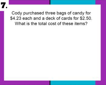 Adding Subtracting Multi Step Word Problem Slides Whole Numbers Decimals