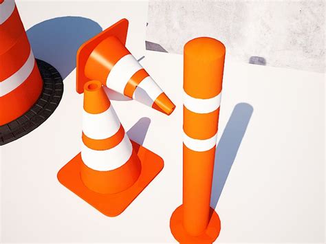 트래픽 콘 및 차단기 3d 모델 2 Max 3ds Fbx Obj Free3d