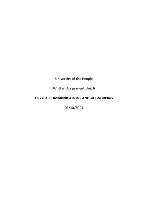 Written Assignment Unit 5 Cs 2204 Pdf Network Packet Internet