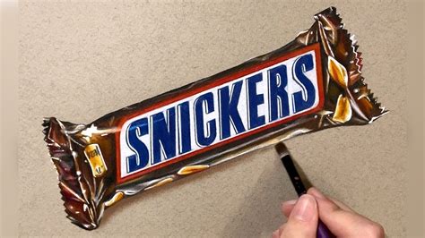 Realistic Snickers Chocolate Bar Speed Drawing Youtube