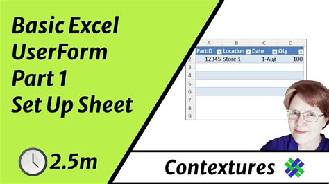 Basic Excel Userform Part 1 Set Up Worksheet Youtube