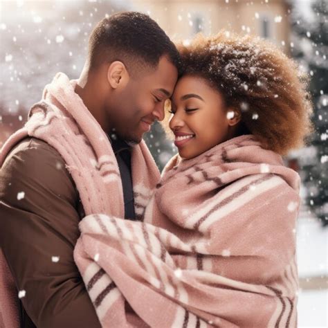 Premium Photo Loving Interracial Couple Is Enjoying A Romantic Winter Day