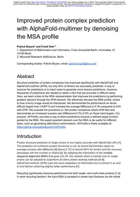 Pdf Improved Protein Complex Prediction With Alphafold Multimer By Denoising The Msa Profile