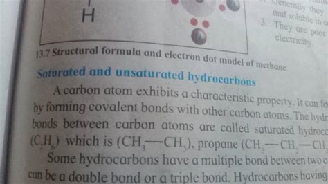 13 7 Structural Formula And Electron Dot Model Of Methane Saturated And U