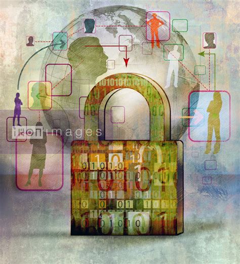 Stock Illustration Of Locked Data Padlock On Global Communications