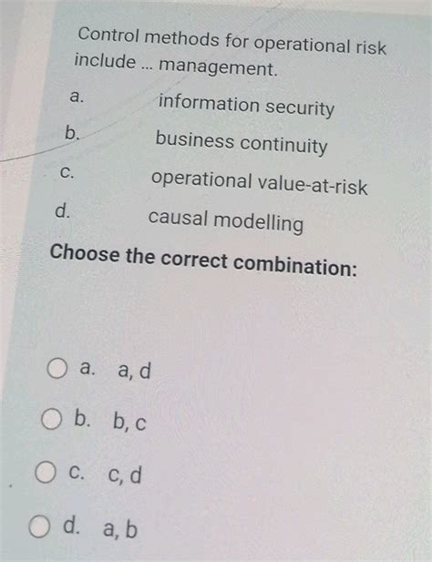 Control Methods For Operational Risk Include StudyX