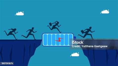 헌신적인 사업가 팀 비즈니스 리더는 절벽 격차를 해소하기 위해 배터리를 사용합니다 Revolution에 대한 스톡 벡터 아트 및 기타 이미지 Revolution 개발