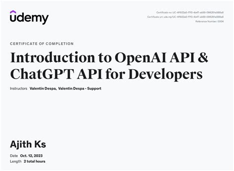 Completed Openai Api Course On Udemy Ajith Ks Posted On The Topic Linkedin