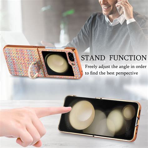 For Samsung Galaxy Z Flip G Fantasy Weave Plating Diamond Ring Phone Case Pink Alexnld Com