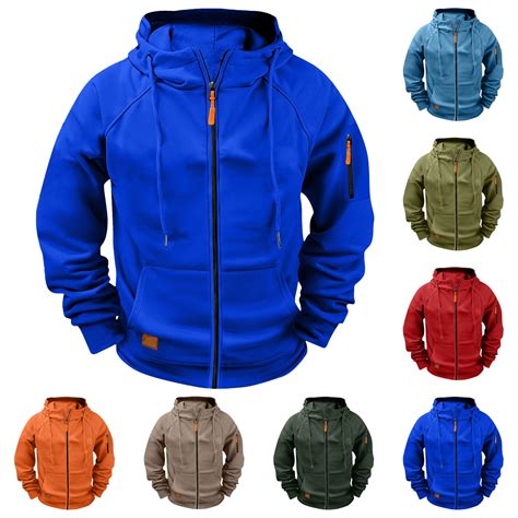 Dioazud Zip Up Hoodies For Men Big And Tall Sweatshirt With Pockets