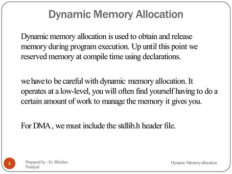 Dynamic Memory Allocation In C Programming Pptx