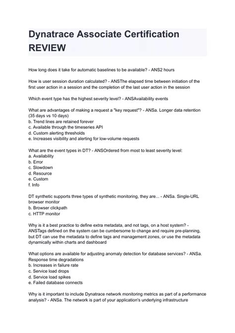 Dynatrace Associate Certification Review 2024 2025 A Score Assured Dynatrace Associate