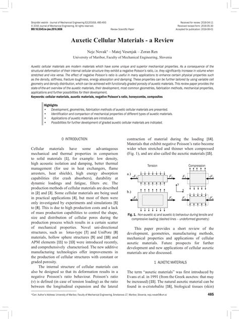 Pdf Auxetic Cellular Materials A Review