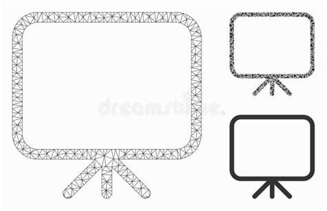 Presentation Screen Vector Mesh Carcass Model And Triangle Mosaic Icon Stock Vector
