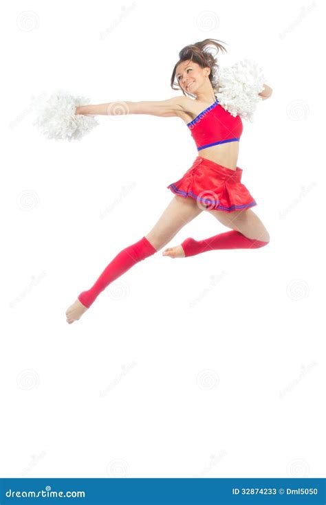 Cheerleader Dancer From Cheerleading Team Jumping Royalty Free Stock Photography Cartoondealer