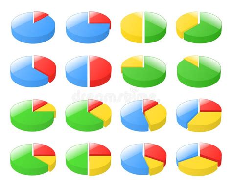 3d Exploded Pie Charts Stock Vector Illustration Of Business 53274686