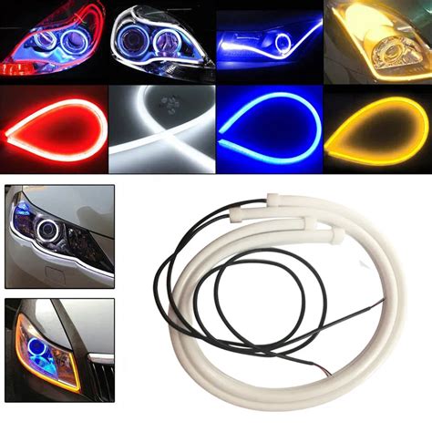 2pc 72 Led 파티 장식 유연한 네온 라이트 글로우 El 와이어 로프 테이프 케이블 스트립 자동차에 대 한 Usb