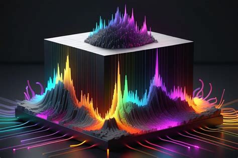 Colorful 3d Cube And Audio Spectrum Visualization Horizontal Composition Premium Ai Generated