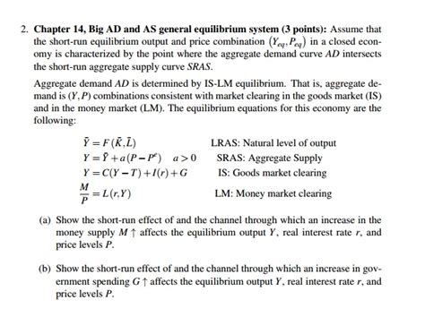 Solved Assume That The Short Run Equilibrium Output And