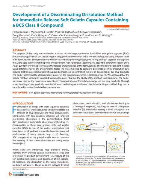 Pdf Development Of A Discriminating Dissolution Method For Immediate Release Soft Gelatin