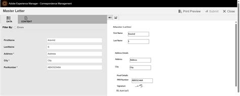 Correspondence Management Letter Submit Button N Adobe