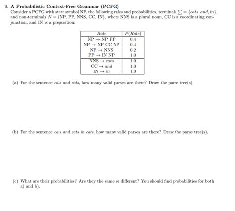 Solved A Probabilistic Context Free Grammar PCFG Consider A Chegg