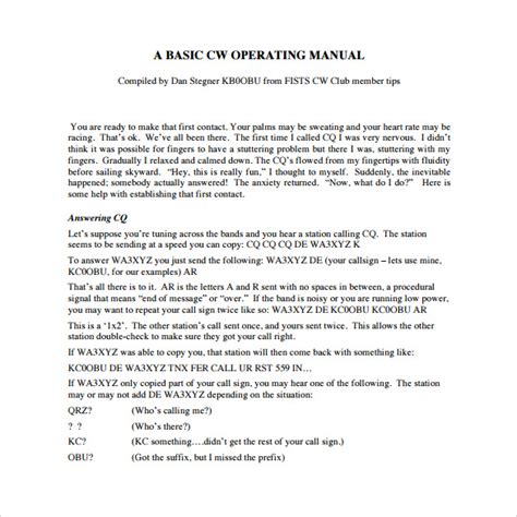 Operations Manual Template Word
