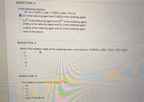 Solved In The Following Reaction Zn S Cuso4 Aq Znso4 Aq 1 Answer Transtutors