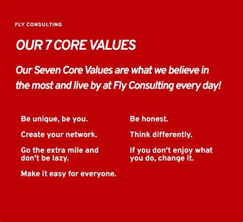 Fly Consulting Llc On Linkedin Our 7 Core Values At Fly Consulting A Great Team And Wonderful