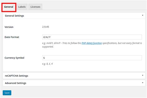 Ninja Forms Settings Boldgrid