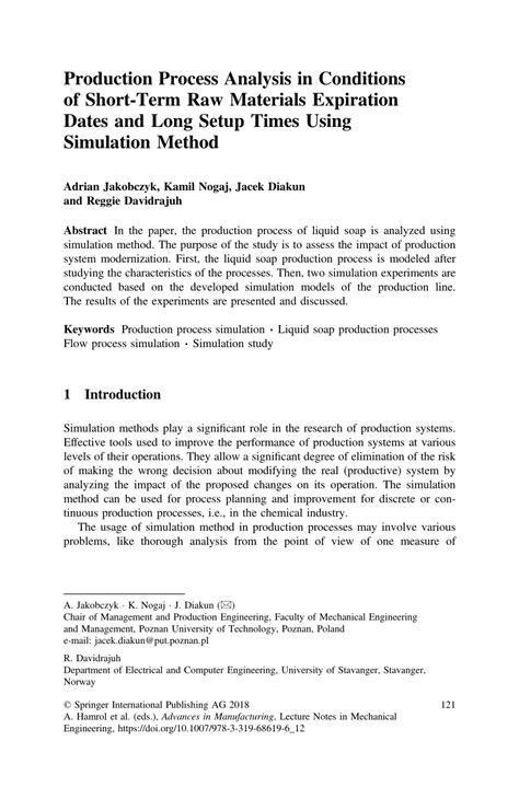 Pdf Production Process Analysis In Conditions Of Short Term Raw