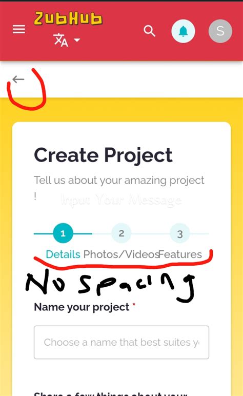Back Icon In Create Project Screen Does Not Function In Mobile Issue