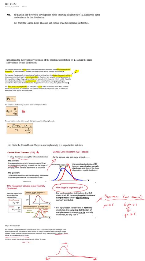 Q1 1120 Normal Distribution Tutorial Solution The Sampling Distribution Of X Bar Is The