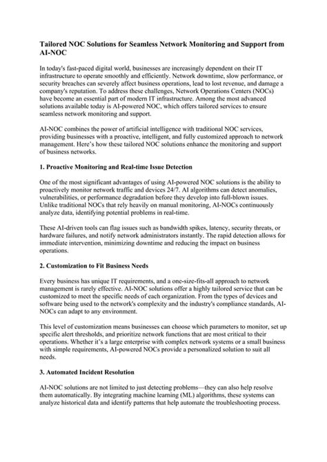 Tailored Noc Solutions For Seamless Network Monitoring And Support From Aidocx