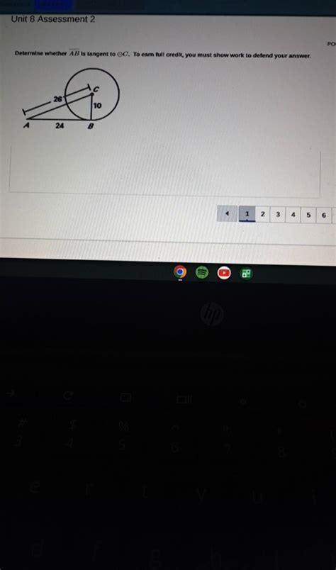 Unit 8 Assessment 2 Determine Whether AB Is Tangent To C To Earn Full C