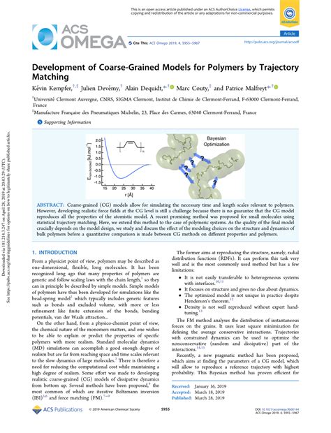 Pdf Development Of Coarse Grained Models For Polymers By Trajectory