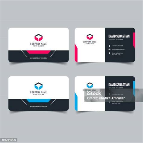 빨간색과 파란색 현대 크리 에이 티브 명함 및 이름 카드 수평 간단한 깨끗한 템플릿 벡터 디자인 개념에 대한 스톡 벡터 아트 및 기타 이미지 Istock